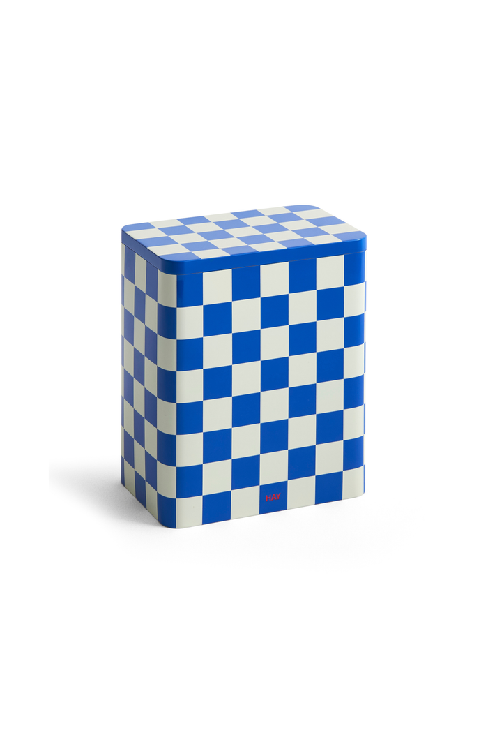 Tin Container Large Blue and off-white